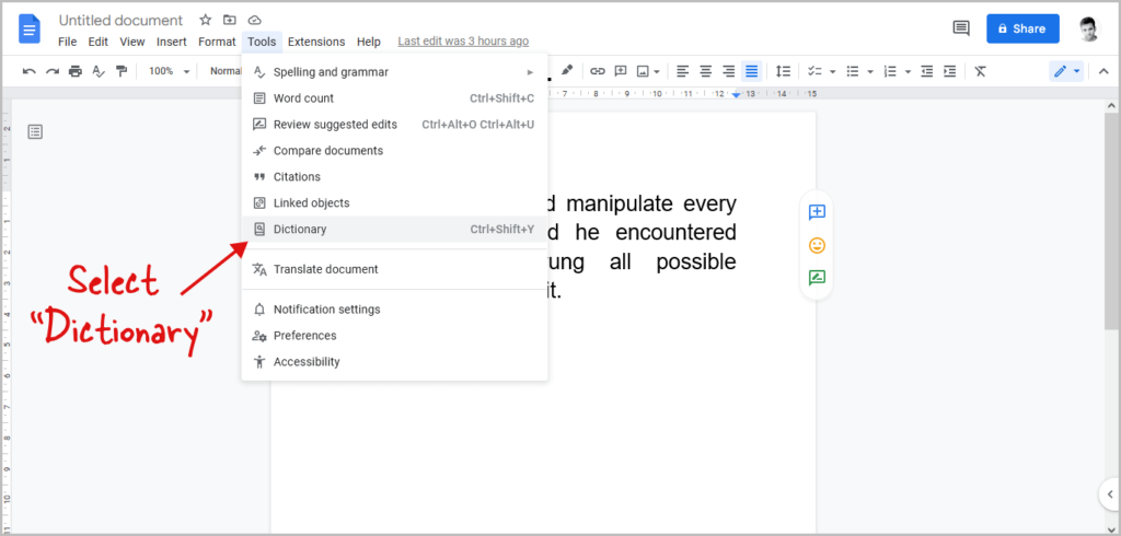 How to Use the Define Tool in Google Docs