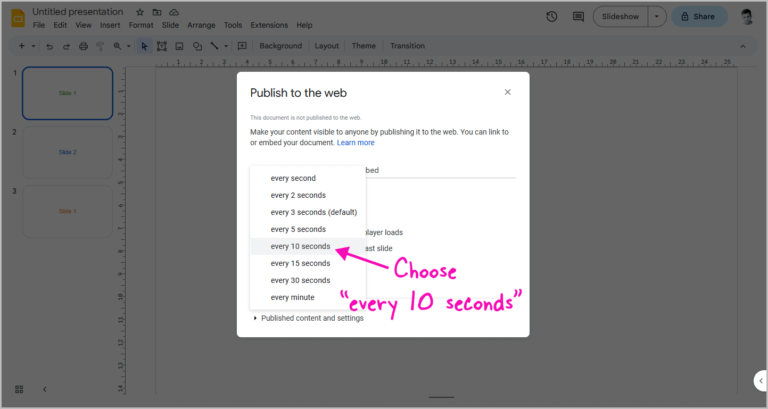 How to Time Google Slides for 20 Seconds
