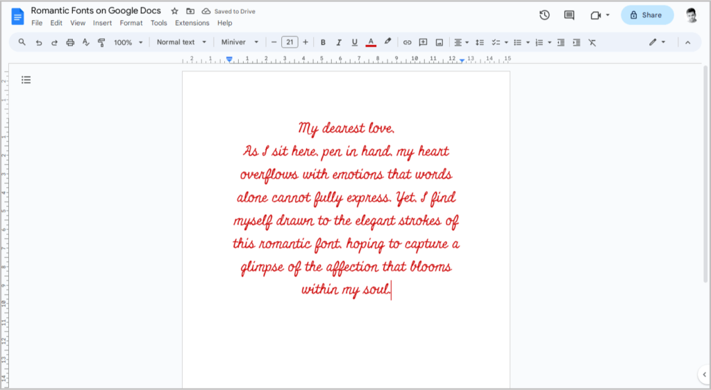 Write Your Heart Out: The Best Romantic Fonts on Google Docs