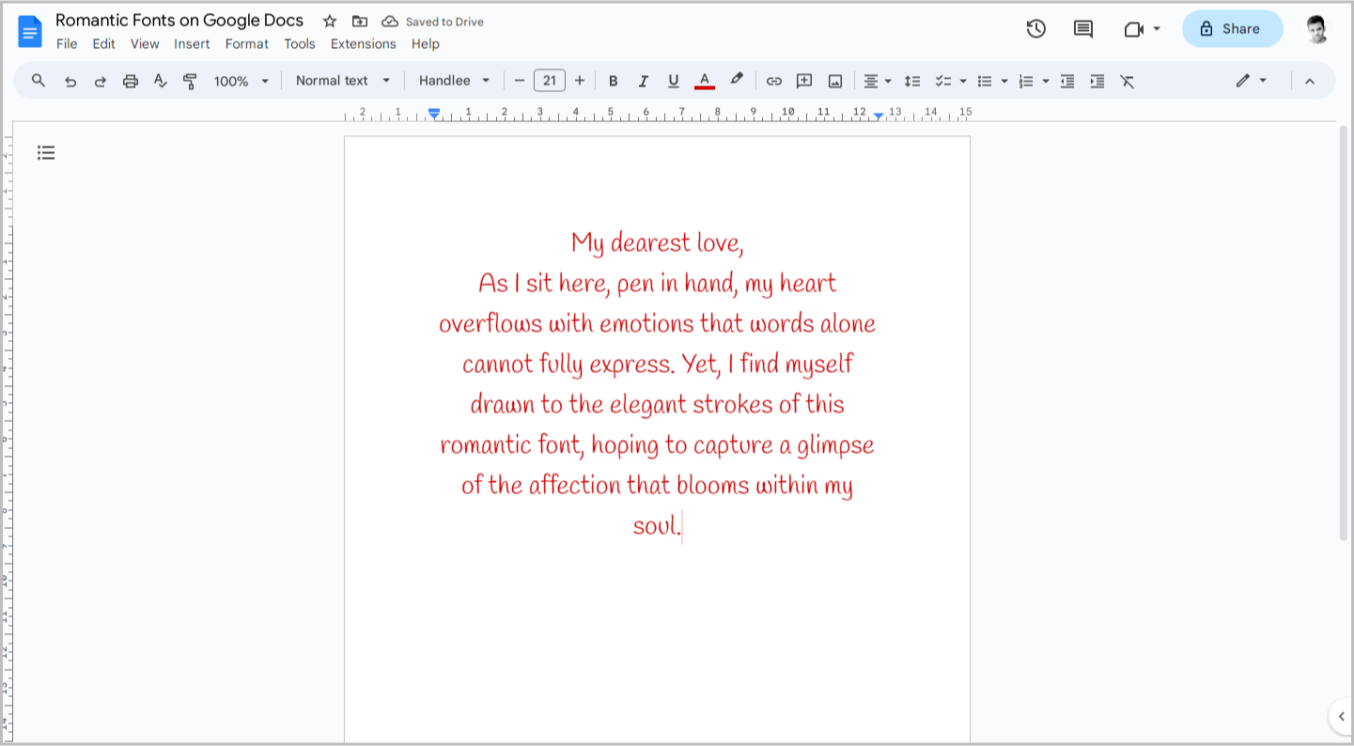 Write Your Heart Out: The Best Romantic Fonts on Google Docs