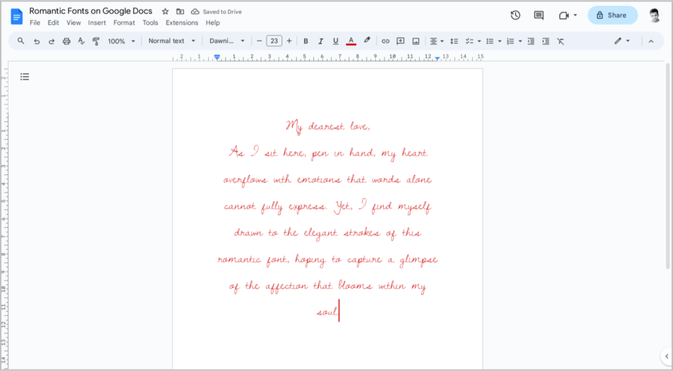 Write Your Heart Out: The Best Romantic Fonts on Google Docs