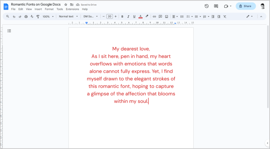 Write Your Heart Out: The Best Romantic Fonts on Google Docs