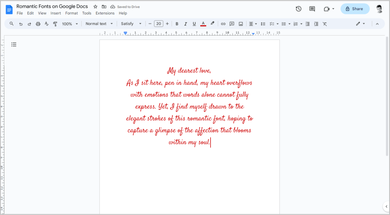 Write Your Heart Out: The Best Romantic Fonts on Google Docs