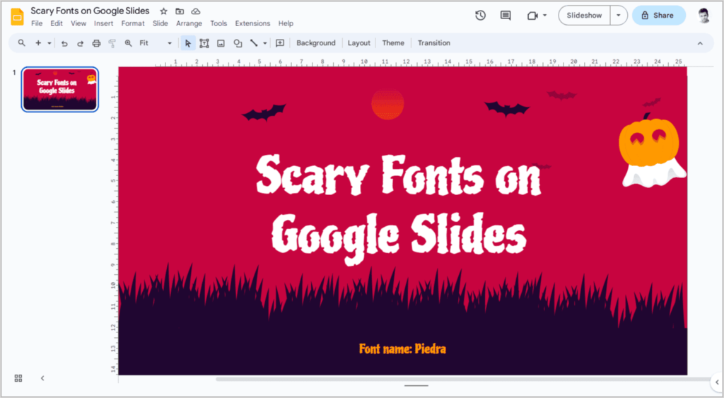 25 Scary Fonts on Google Slides