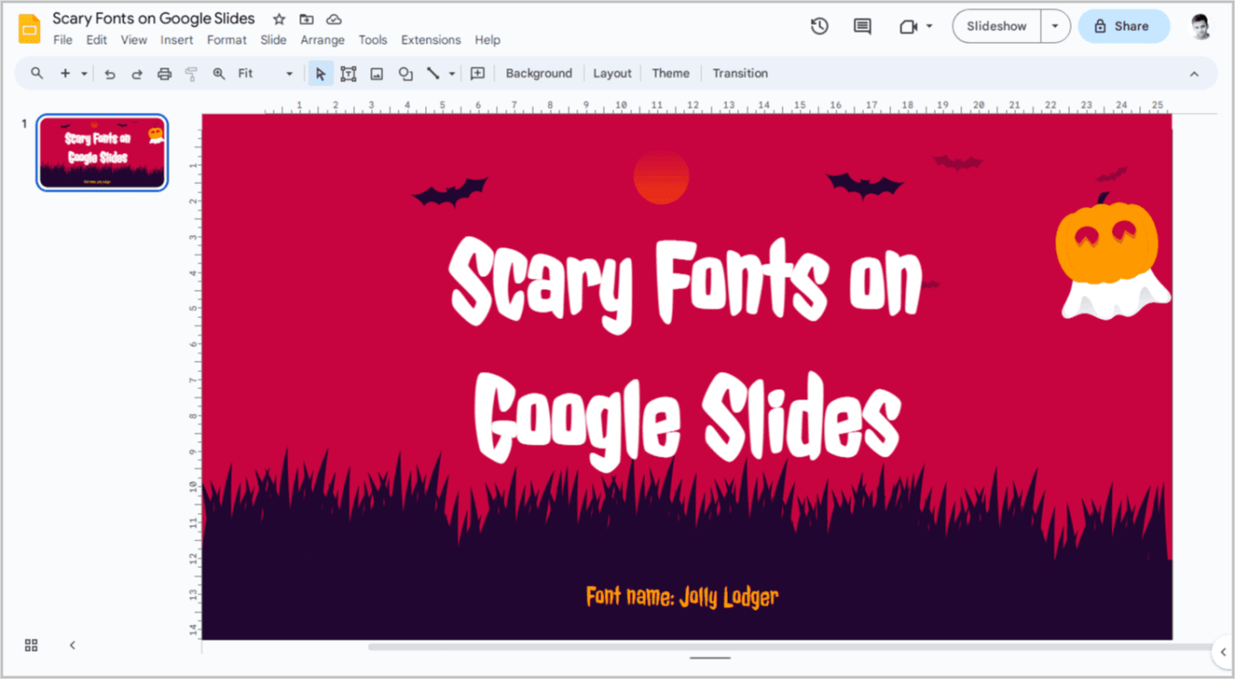25 Scary Fonts on Google Slides