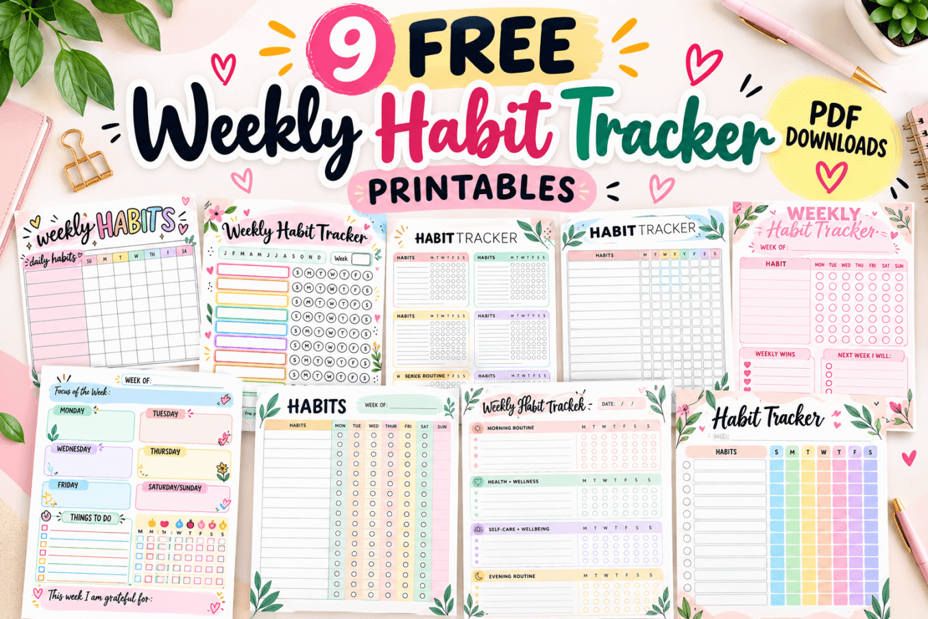 9 Free Weekly Habit Tracker Printables (PDF Downloads)